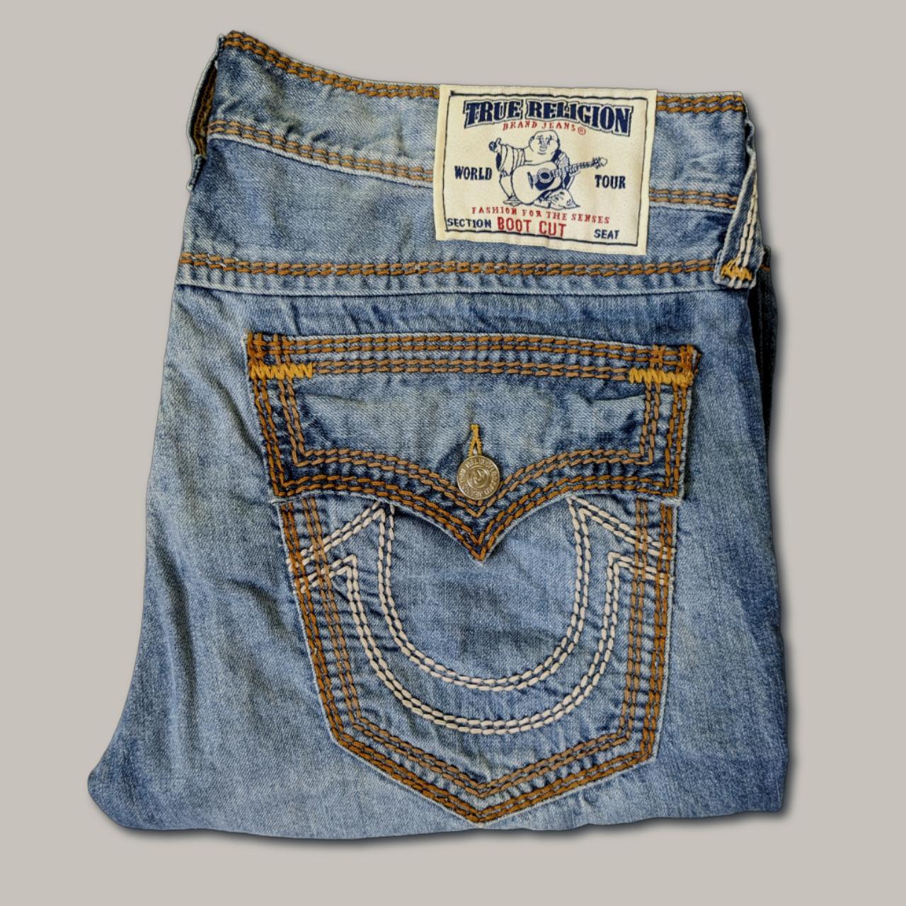 True Religion Faded Bootcut / Baggy MB3 Stitch -... - Depop