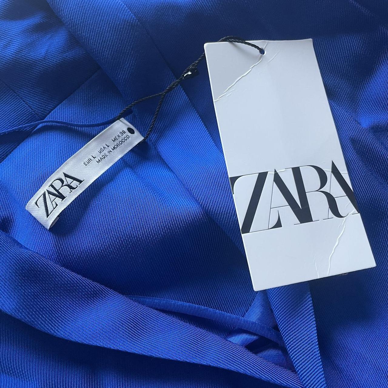 Blue Zara Mini wrap dress, size large, new with tags. - Depop