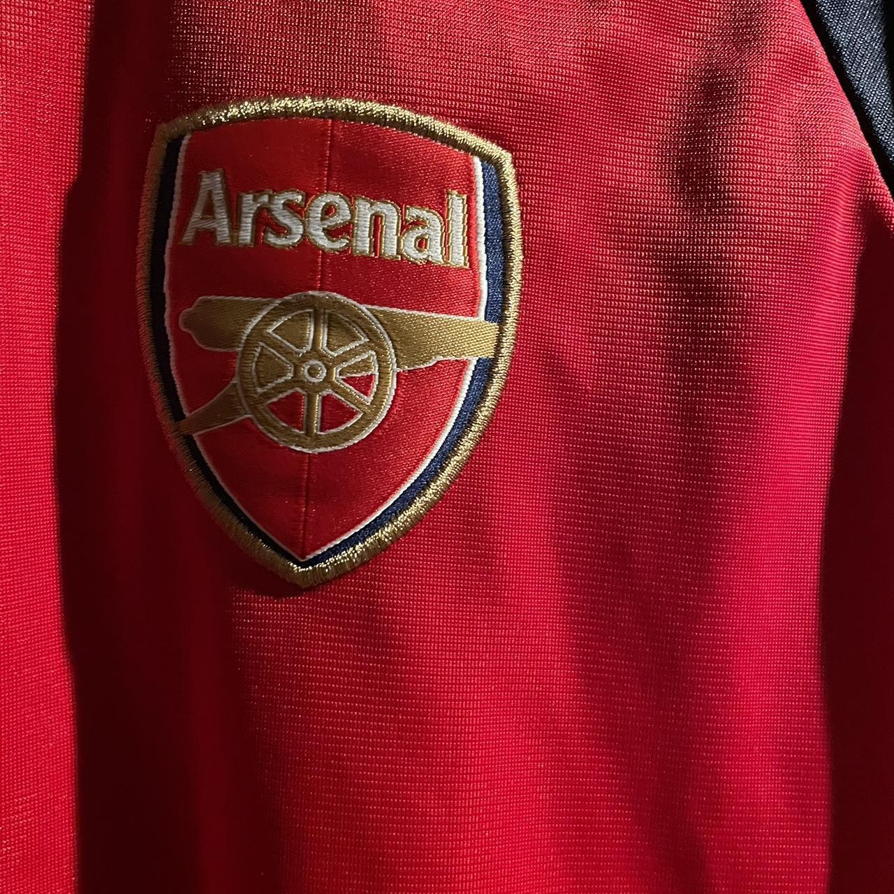 red and navy blue arsenal jacket worn once perfect... - Depop