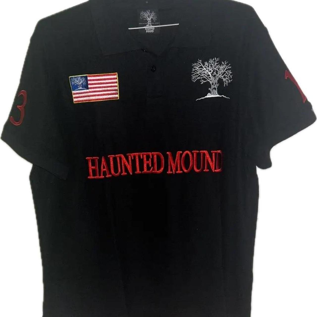 Haunted Mound Polo Shirt - black and red streetwear... | Depop