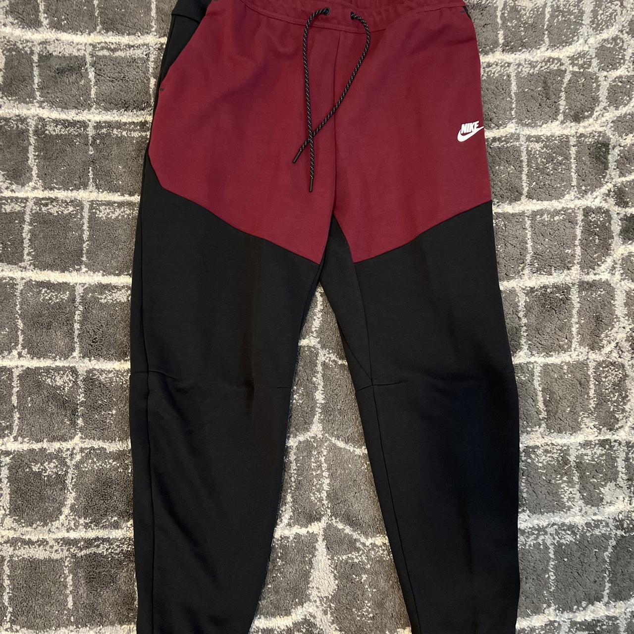 Nike Tech Fleece Joggers Pants Sweats Beetroot Black... - Depop