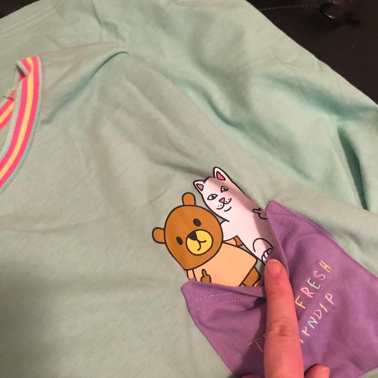 ripndip x teddy fresh color block t-shirt, men's XL,... - Depop