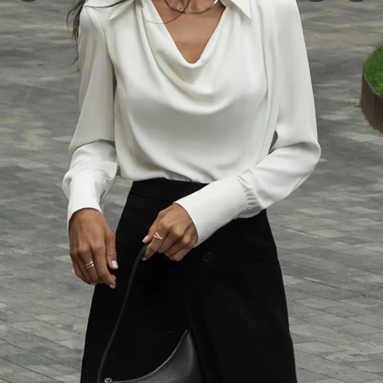 Silk white work blouse - Depop