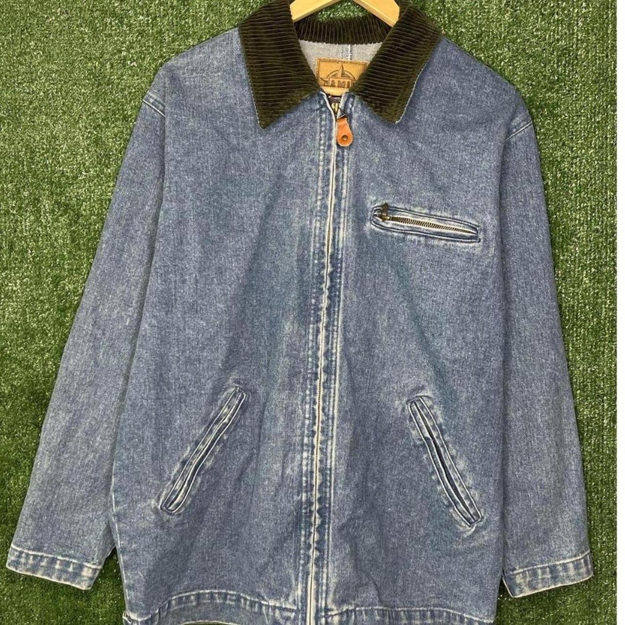 Vintage 90s Denim Detroit Jacket from AMI in size M.... - Depop