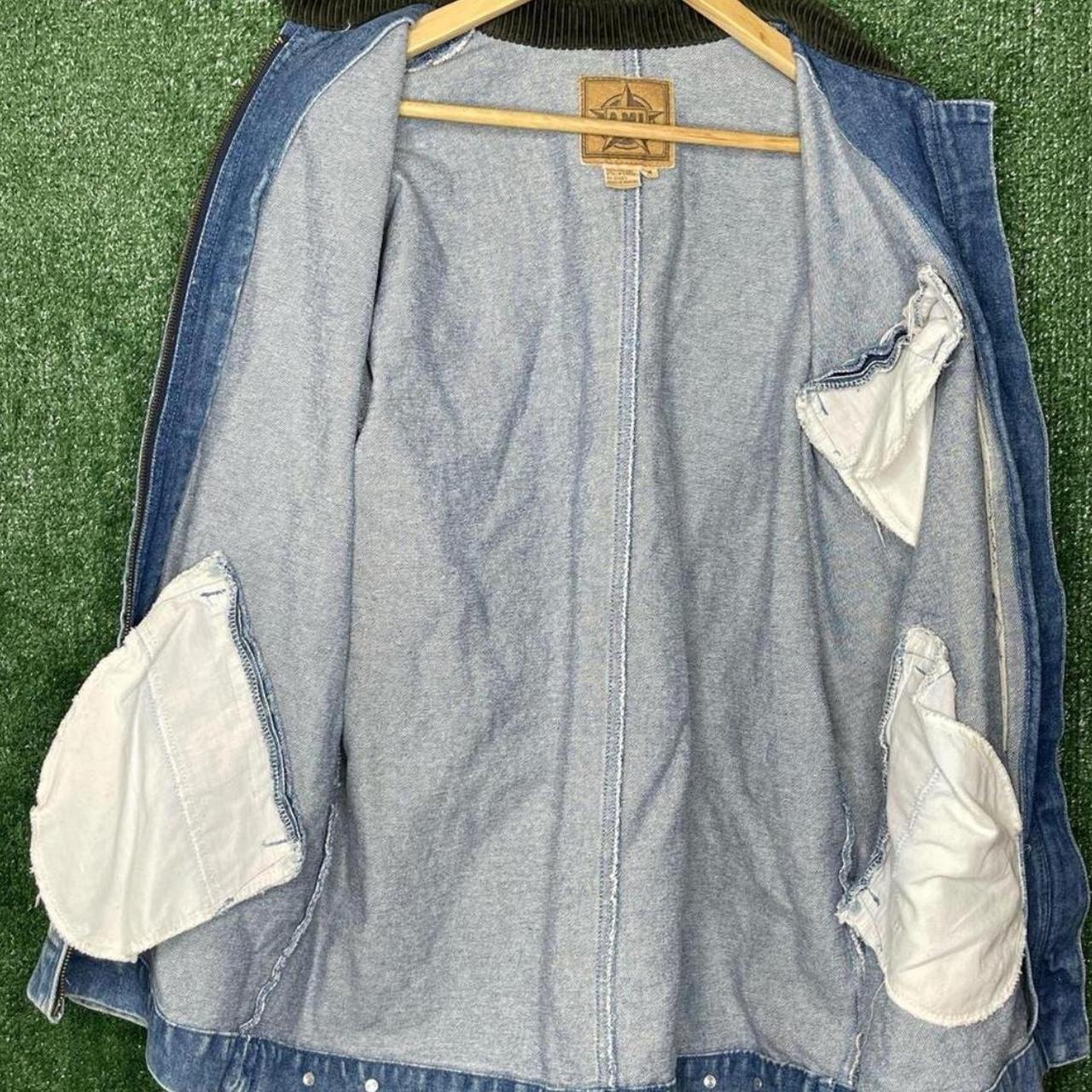 Vintage 90s Denim Detroit Jacket from AMI in size M.... - Depop