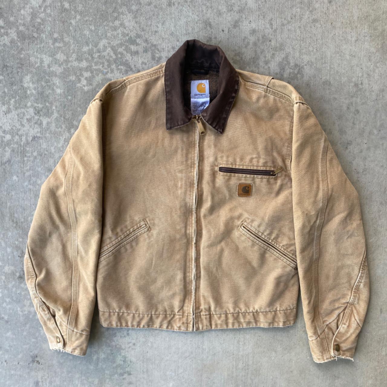 Super sweet Mens Tan Carhartt Detroit style jacket... - Depop