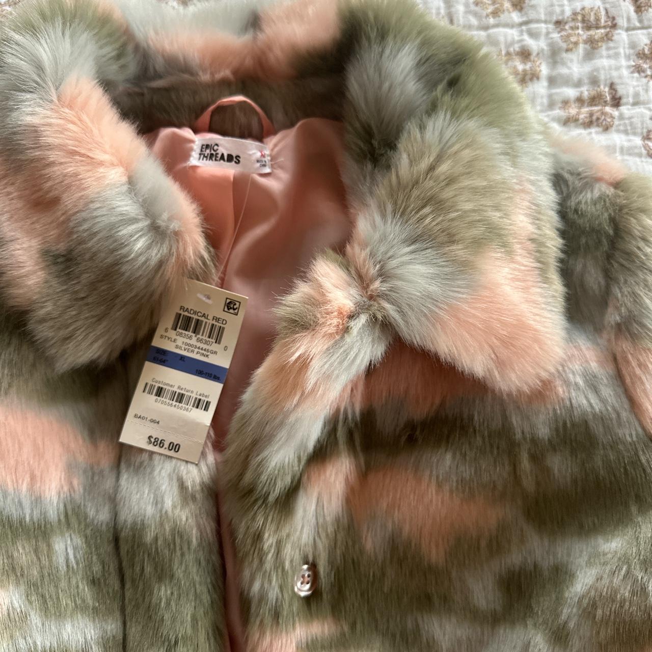 Epic threads faux fur jacket size girls XL - Depop