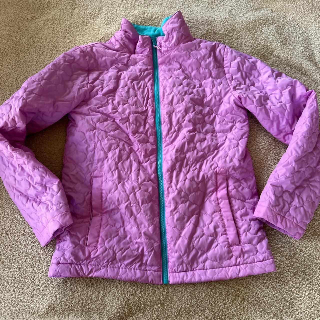 Cat and Jack fleece and nylon zip up jacket girls... - Depop