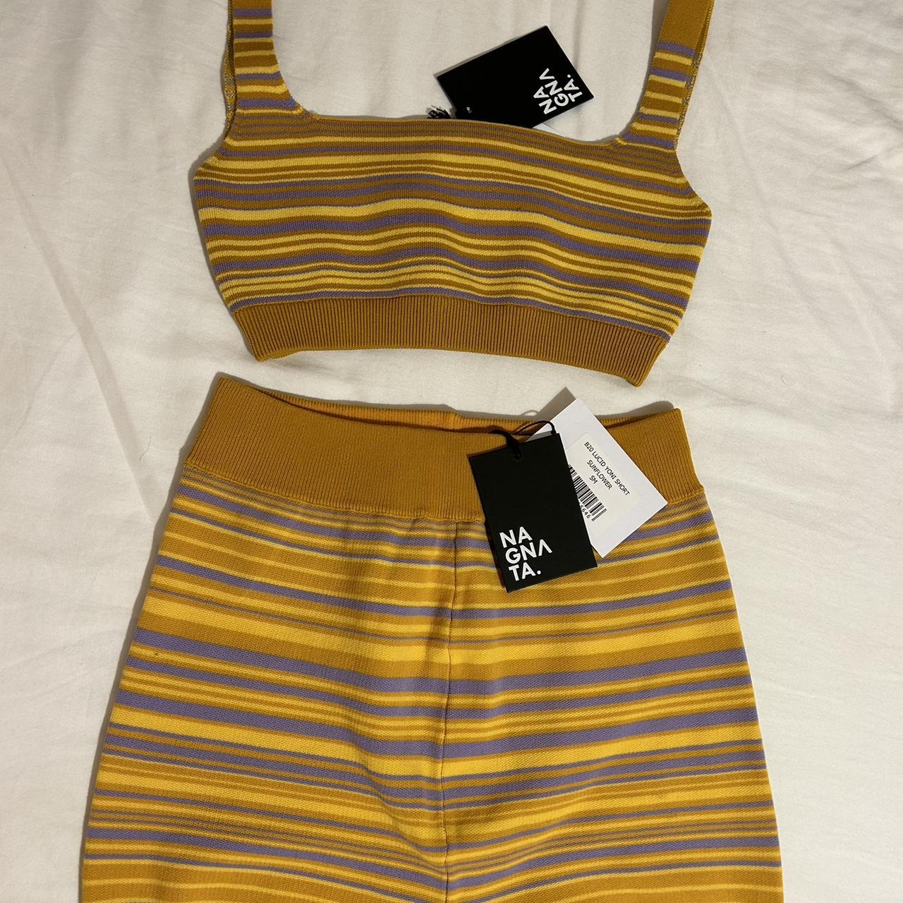 NAGNATA Lucid bralet and short set in sunflower.... - Depop