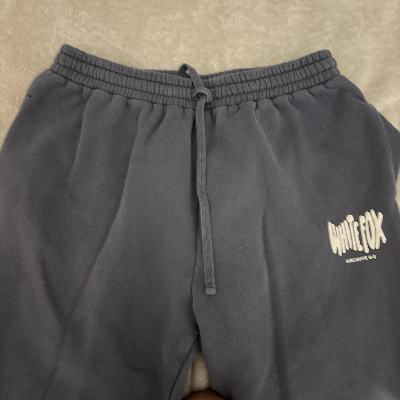 White Fox dark grey sweats waist stretches very... - Depop