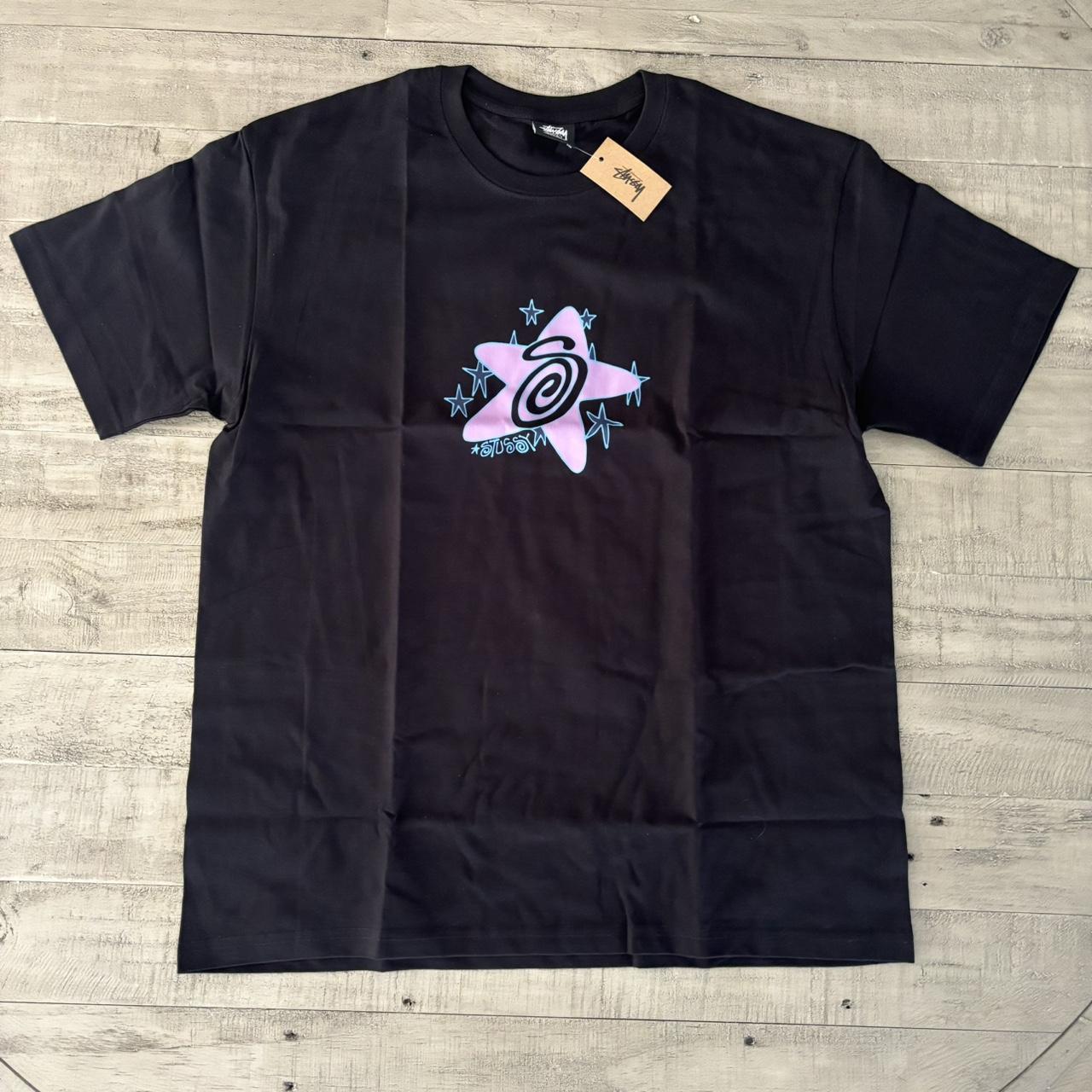 Stüssy black purple star tee Condition: Brand new... | Depop