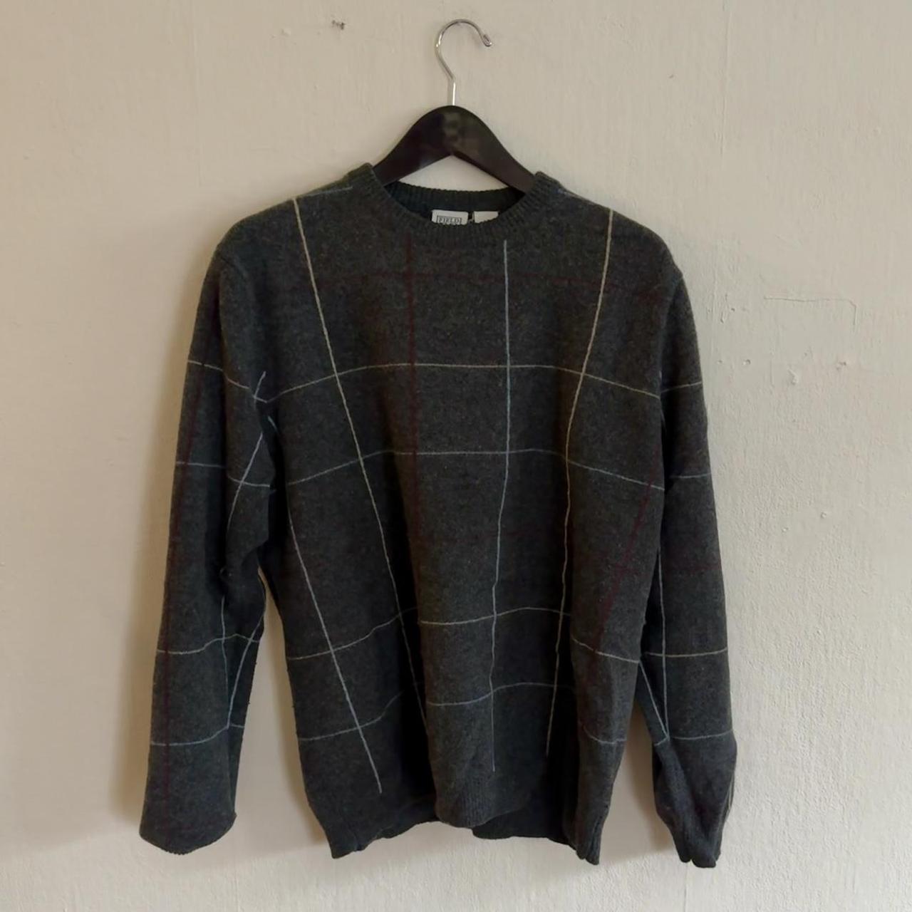 Normcore gray striped sweater from the 90s. Size LT,... - Depop