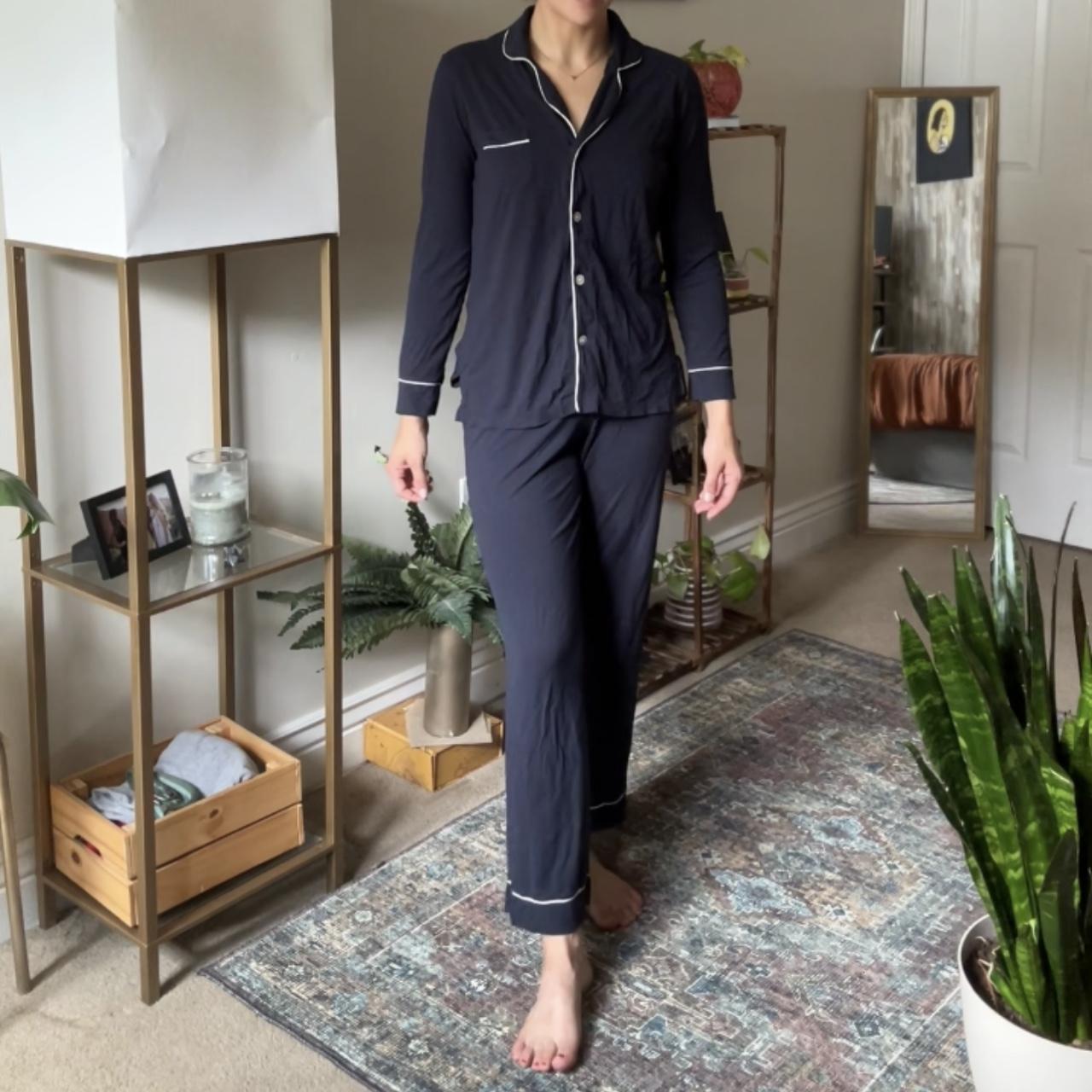 COZY pajama SET!!! Navy blue with white trimming and... - Depop