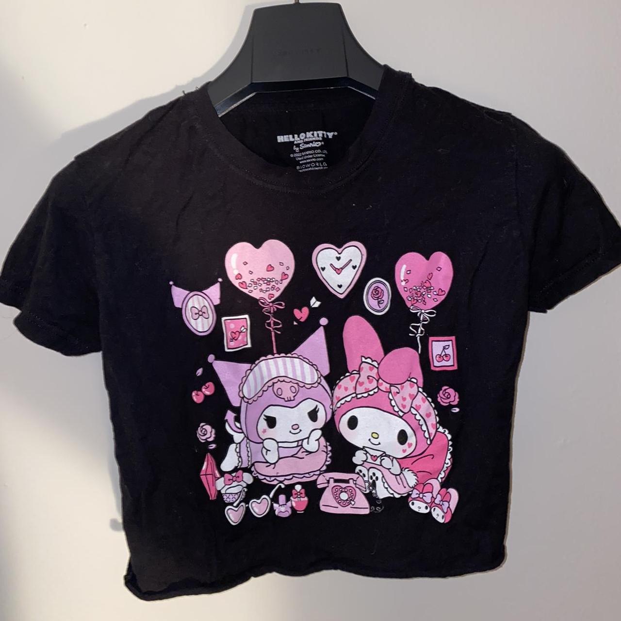 cropped sanrio sleepover tee size large lightly... - Depop