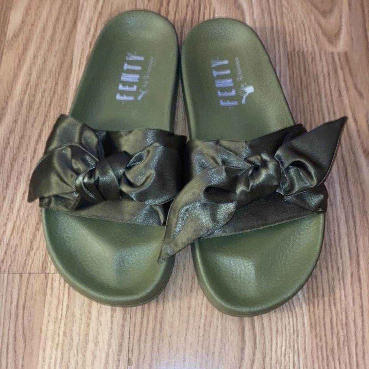 In great condition Olive green Size 7.5 Fenty by... - Depop