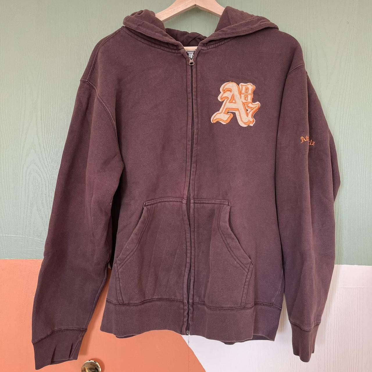 Y2K Aeropostale Zip Up Hoodie Size: L Small oil... - Depop