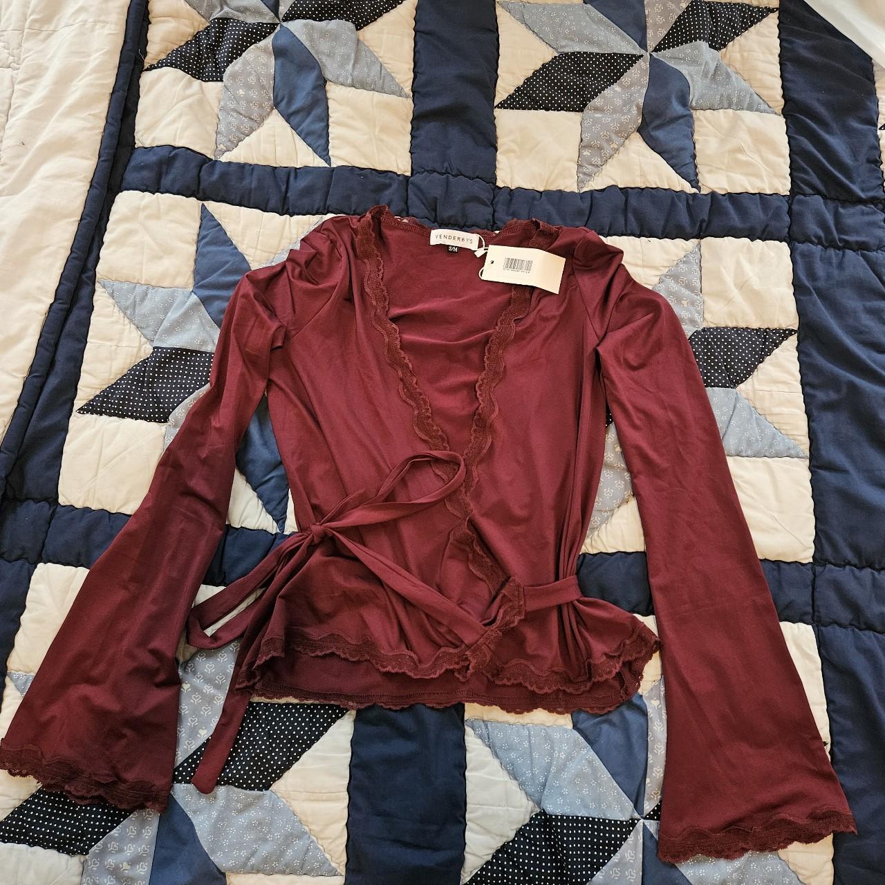 Venderby's burgundy ballerina wrap top, tags on sold... | Depop