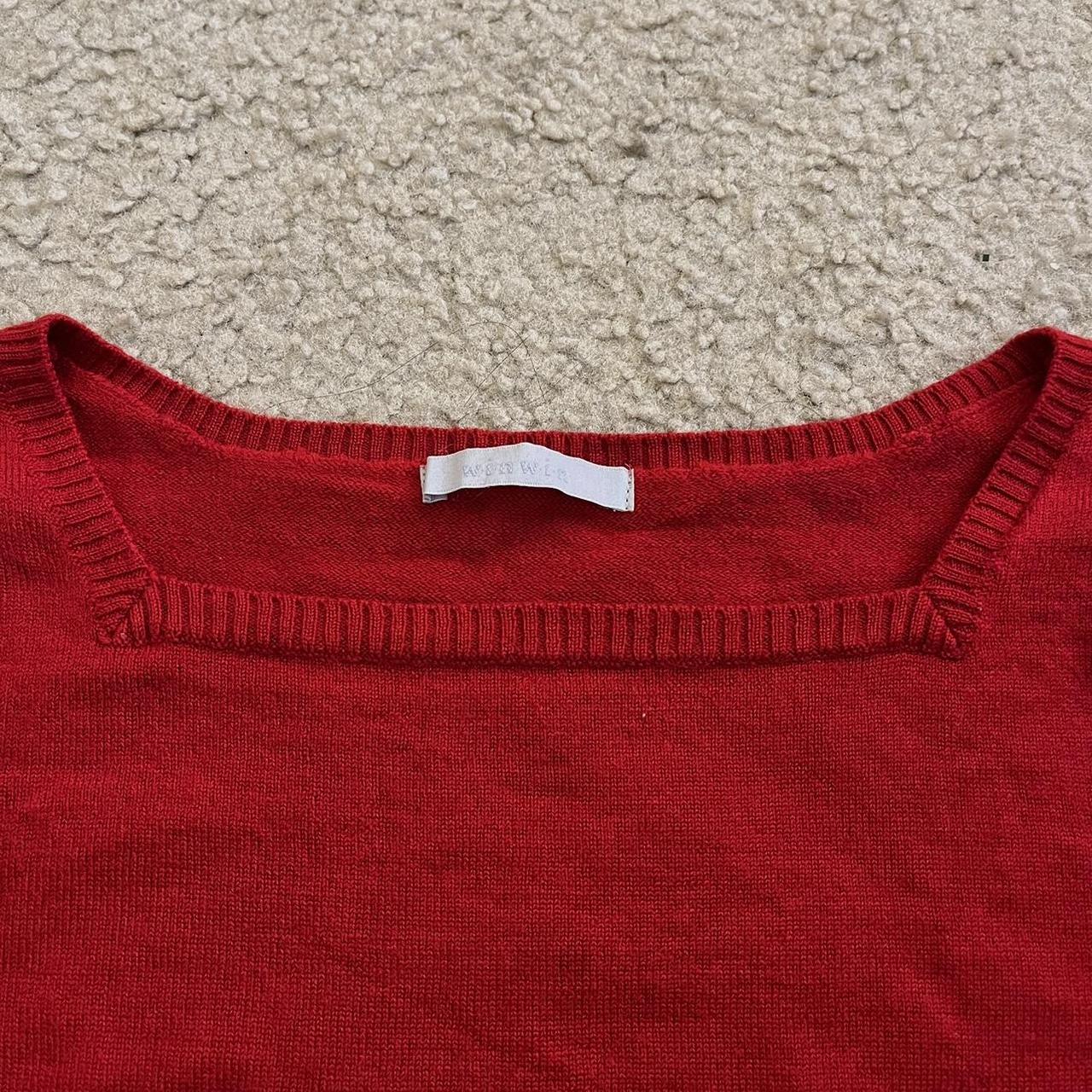 RED SQUARE NECK TOP -size s fits xs as well - from... - Depop