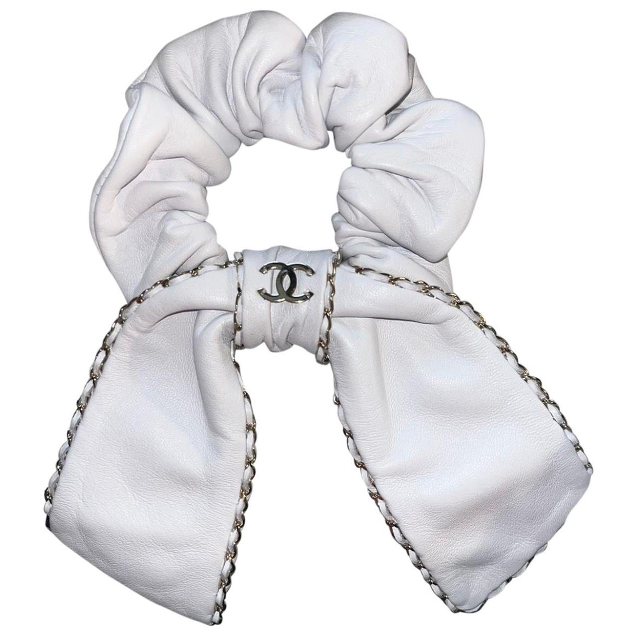 Chanel Lambskin Leather Bow Scrunchie - Never Worn... - Depop
