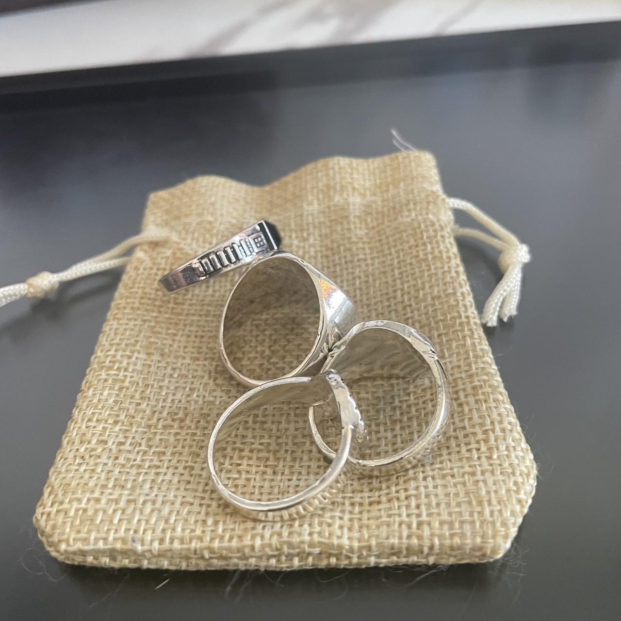 4 piece men’s Geometric Crystal Rings, Alloy Ring... - Depop