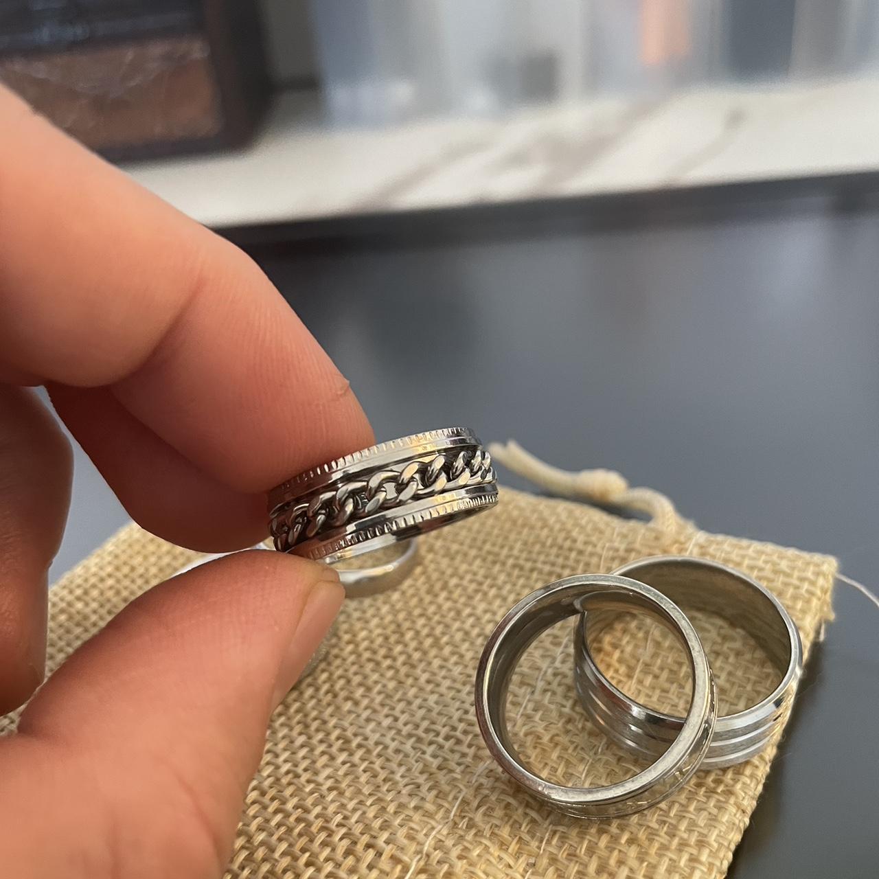 5 piece men’s Fashionable Double Ring Chain Material... - Depop