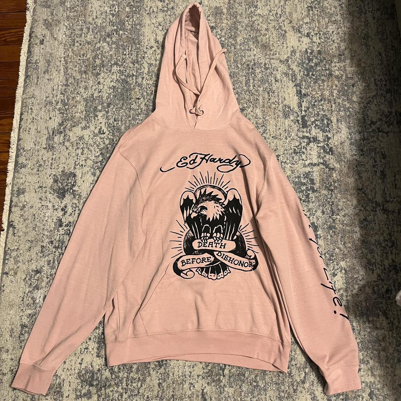 Ed hardy hoodie Pink Baggy fit Check out my... - Depop