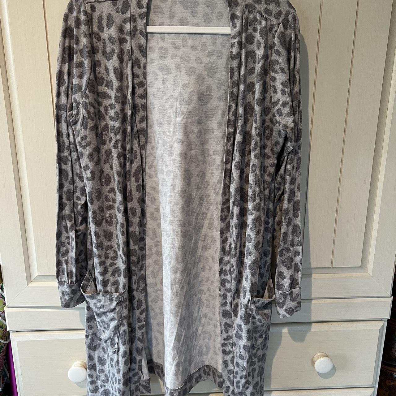 Simply Southern Long gray leopard print cardigan - Depop