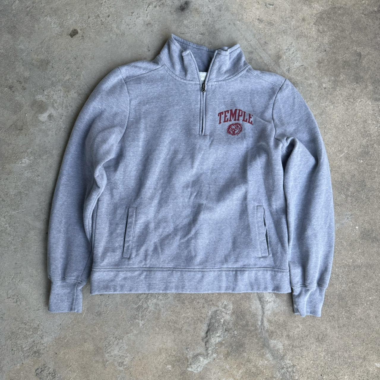 vintage 90s grey temple university quarter zip size... - Depop