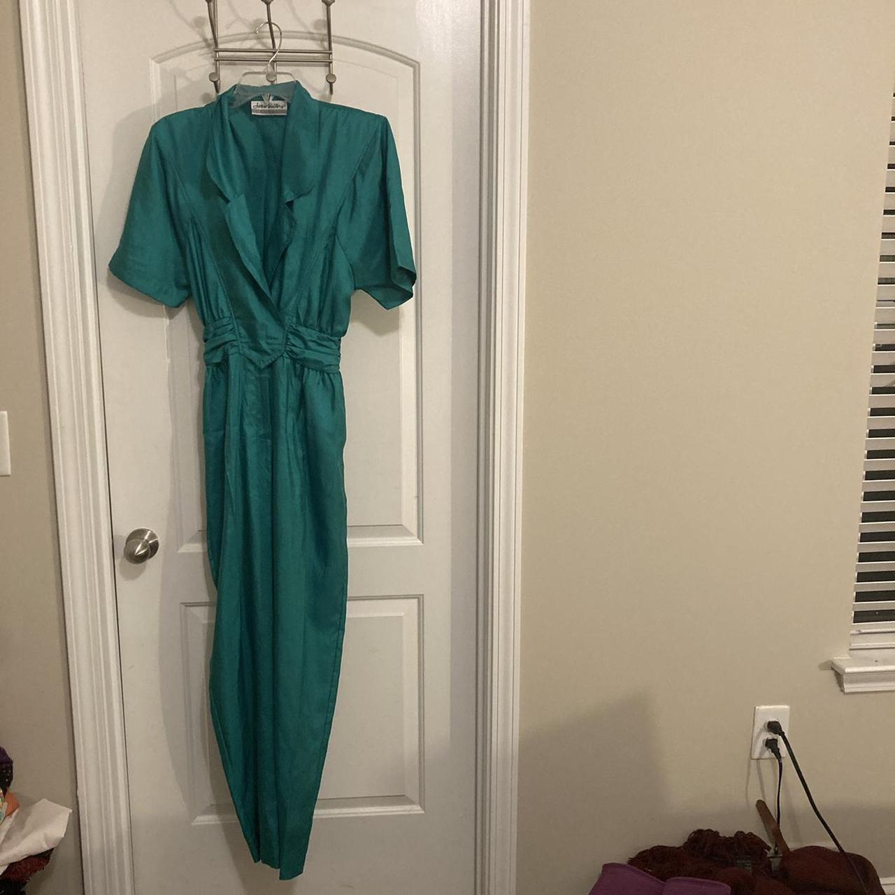 Vintage 80s Green Joan Walters Jumpsuit Missing size... - Depop