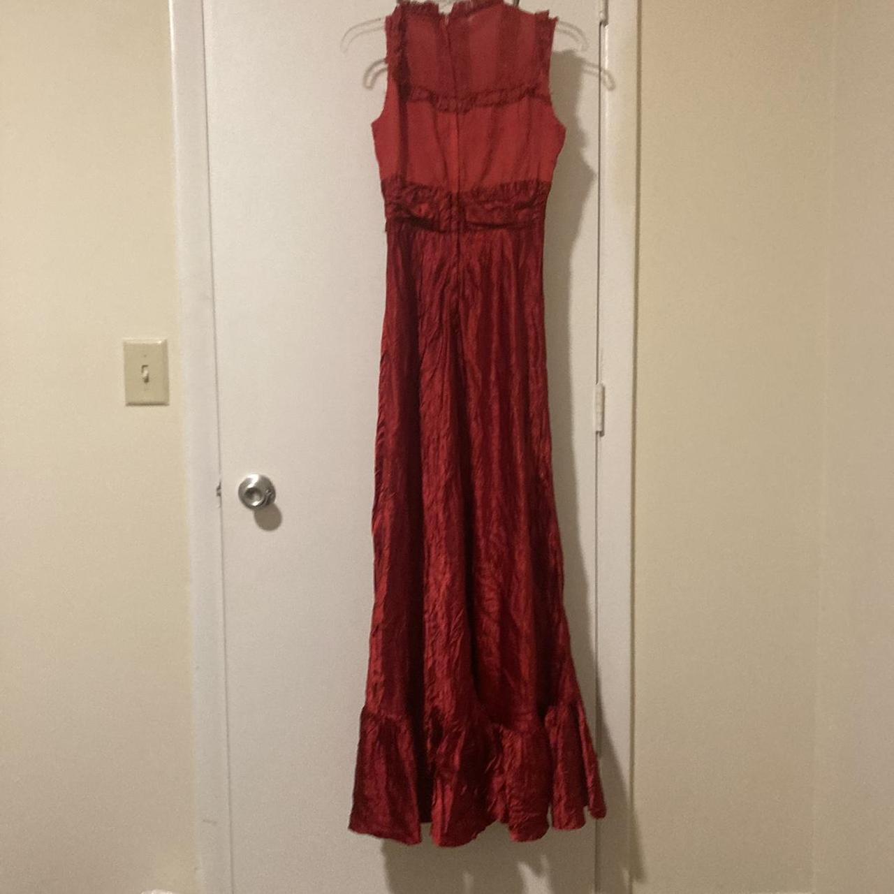 Vintage 1960s Red Satin Lorrie Deb Maxi Dress Gently... - Depop