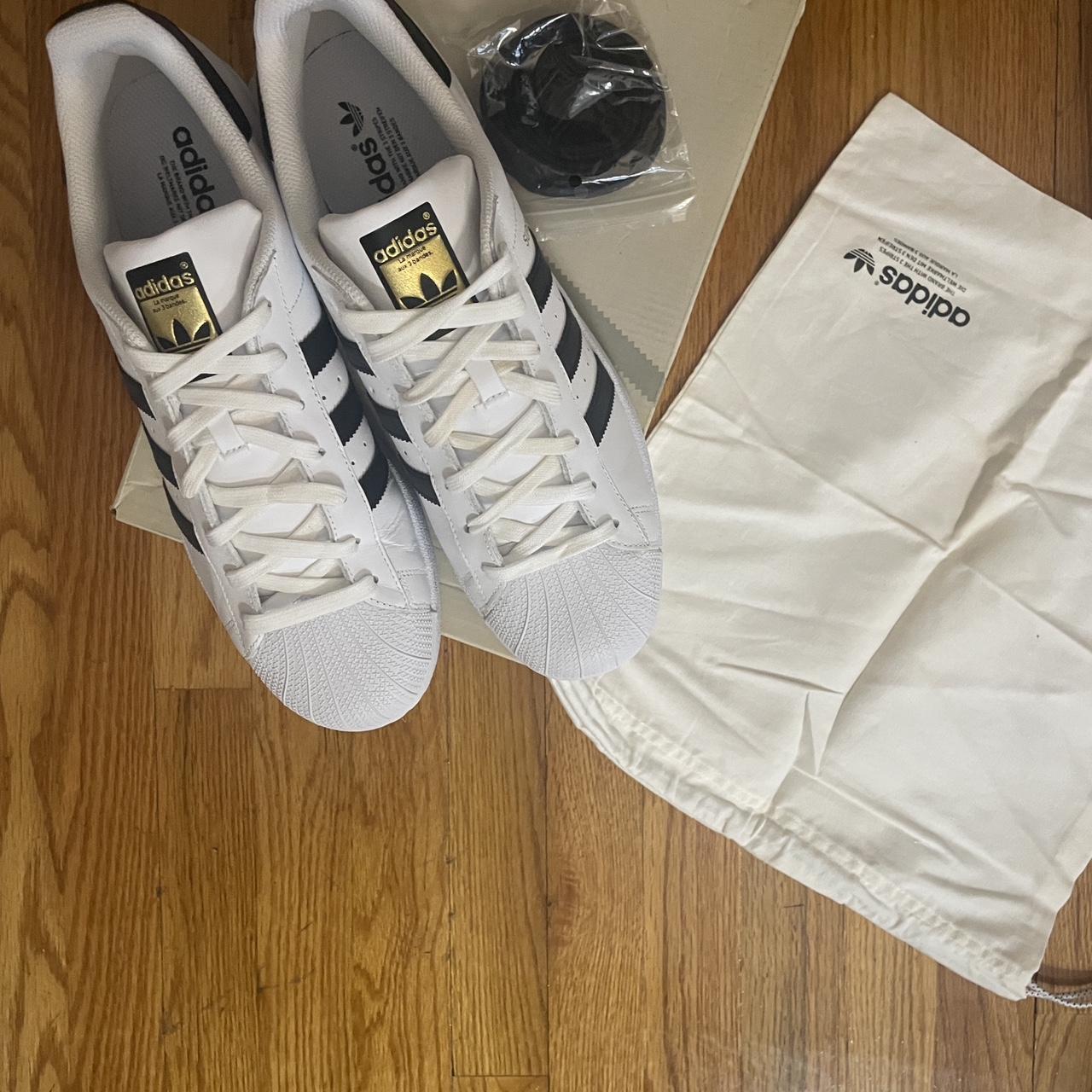 Adidas Superstar trainers in white and black... | Depop