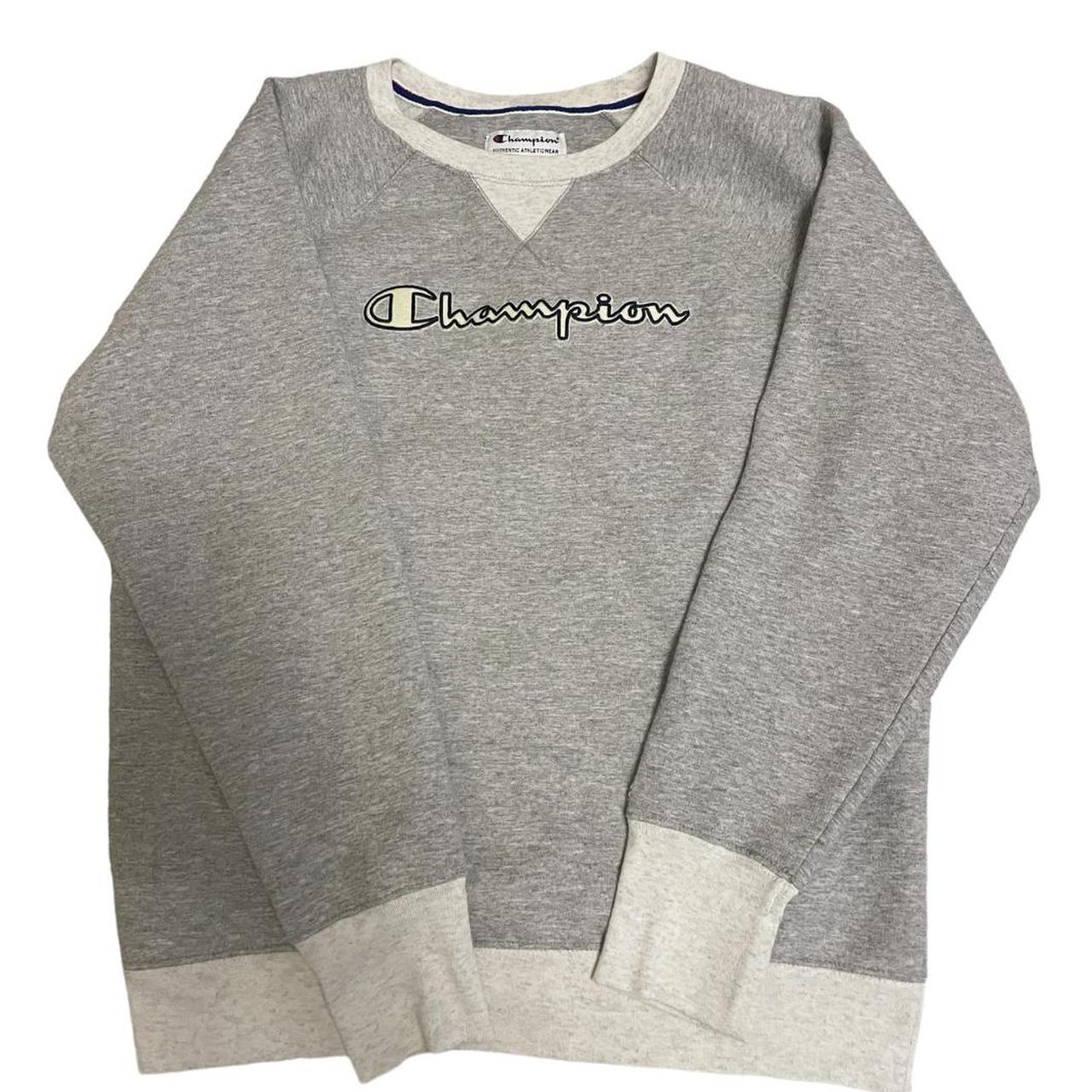 Champion Crewneck Sweater Gray, US Large Good as... - Depop