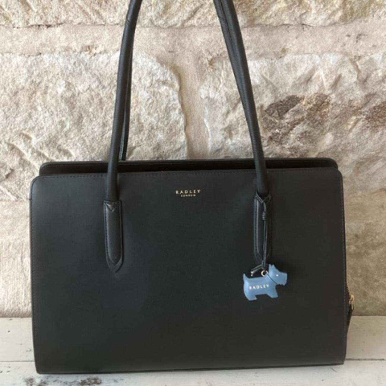 Radley handbag/attache case BNWT Black leather with... - Depop