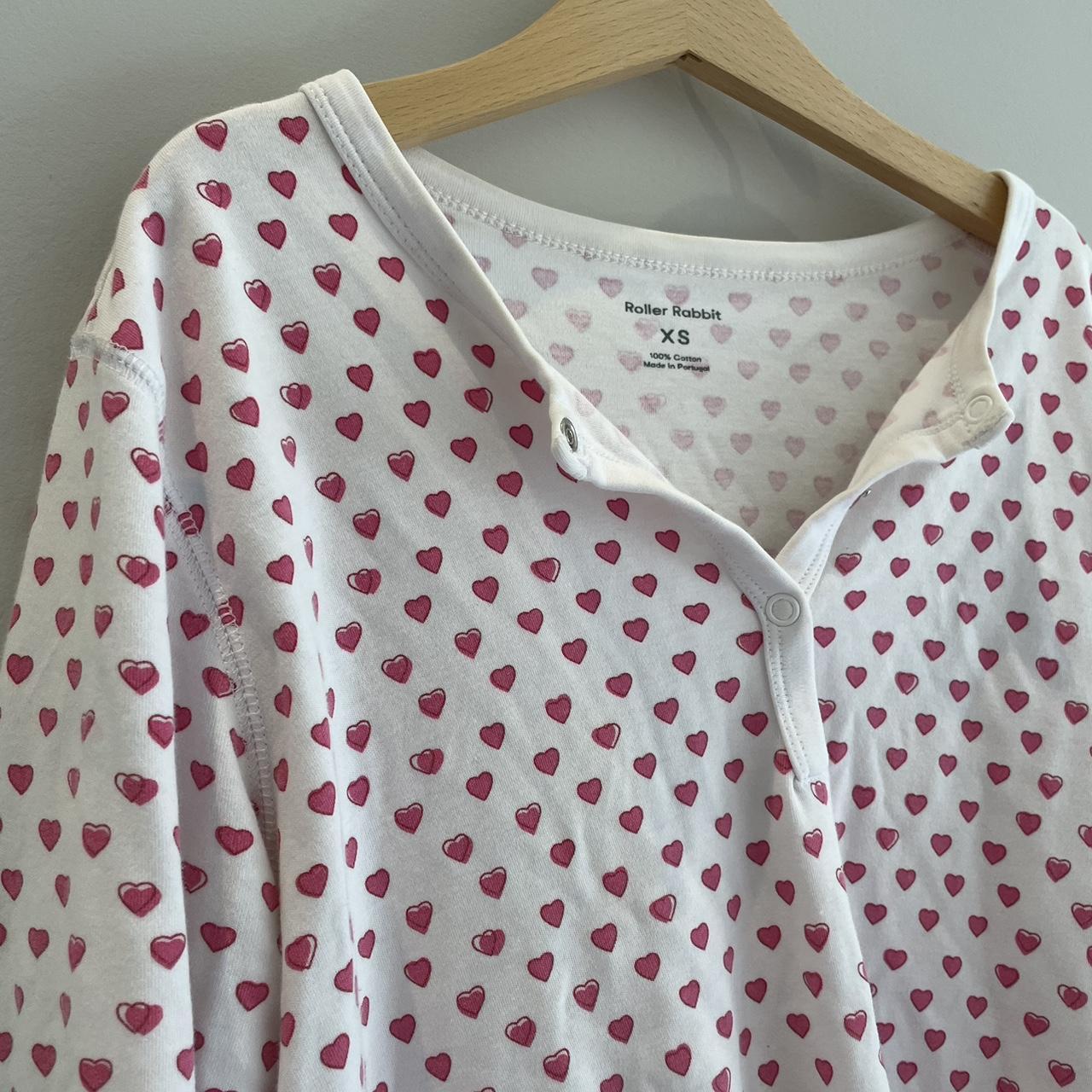 roller rabbit pink heart pj set worn a couple... - Depop