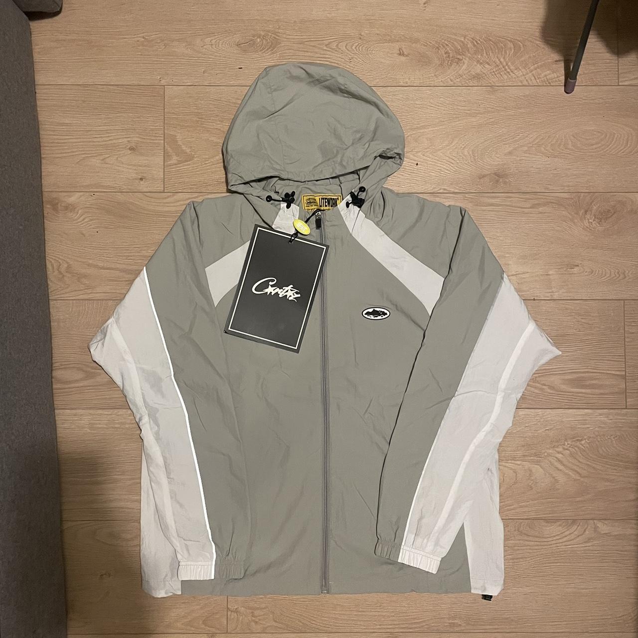 Corteiz Spring windbreaker- Grey and White - Depop