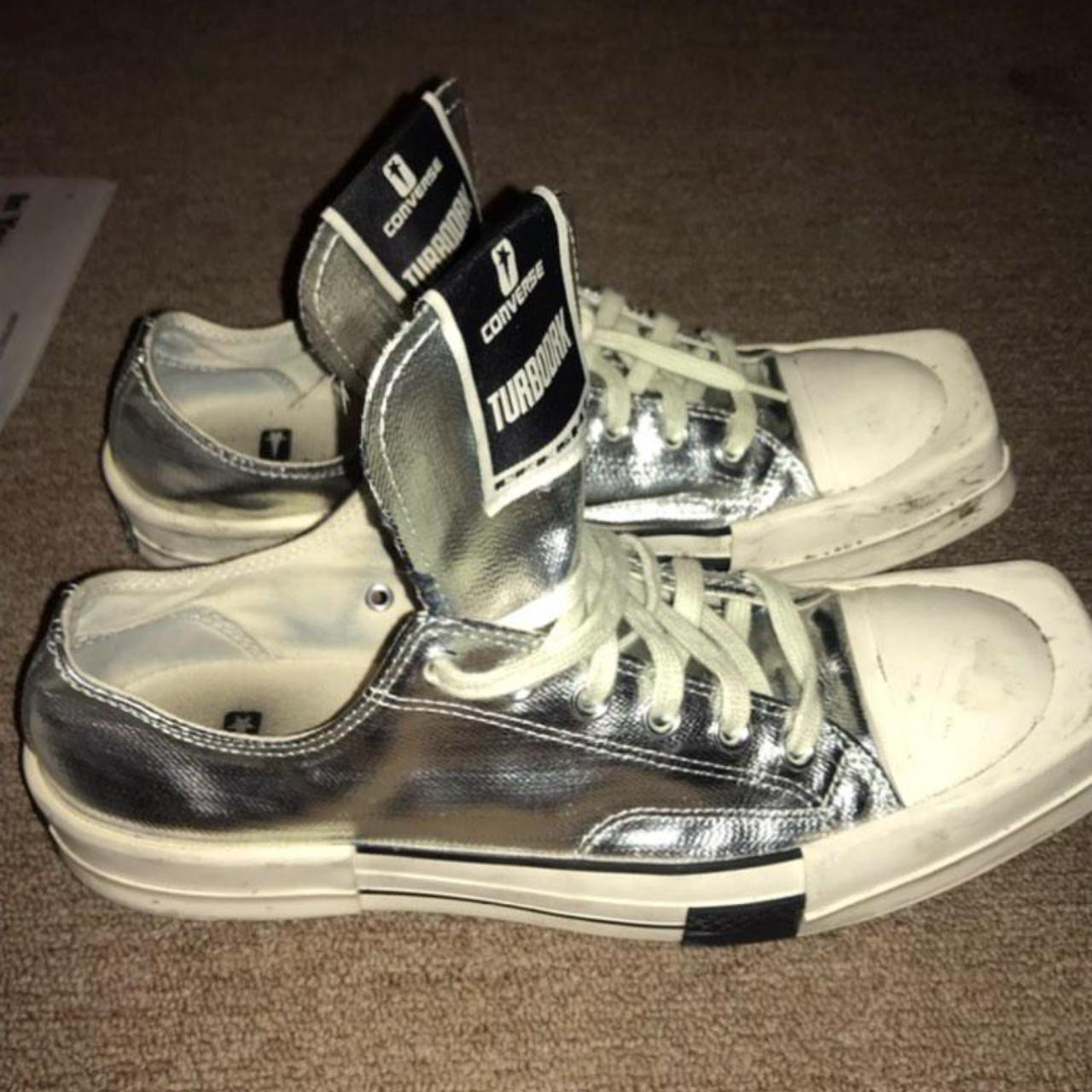 Dark Shadow turbo rick Owens silver Converse Chuck... - Depop