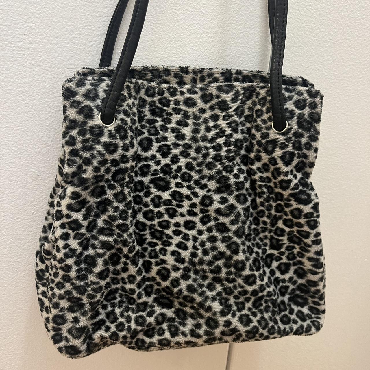 Fuzzy leopard cheetah print bag - Depop