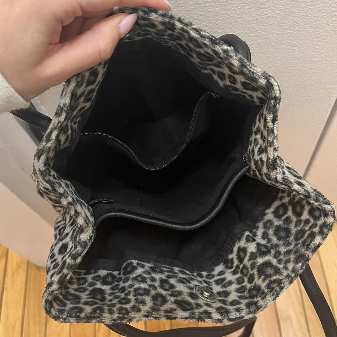 Fuzzy leopard cheetah print bag - Depop