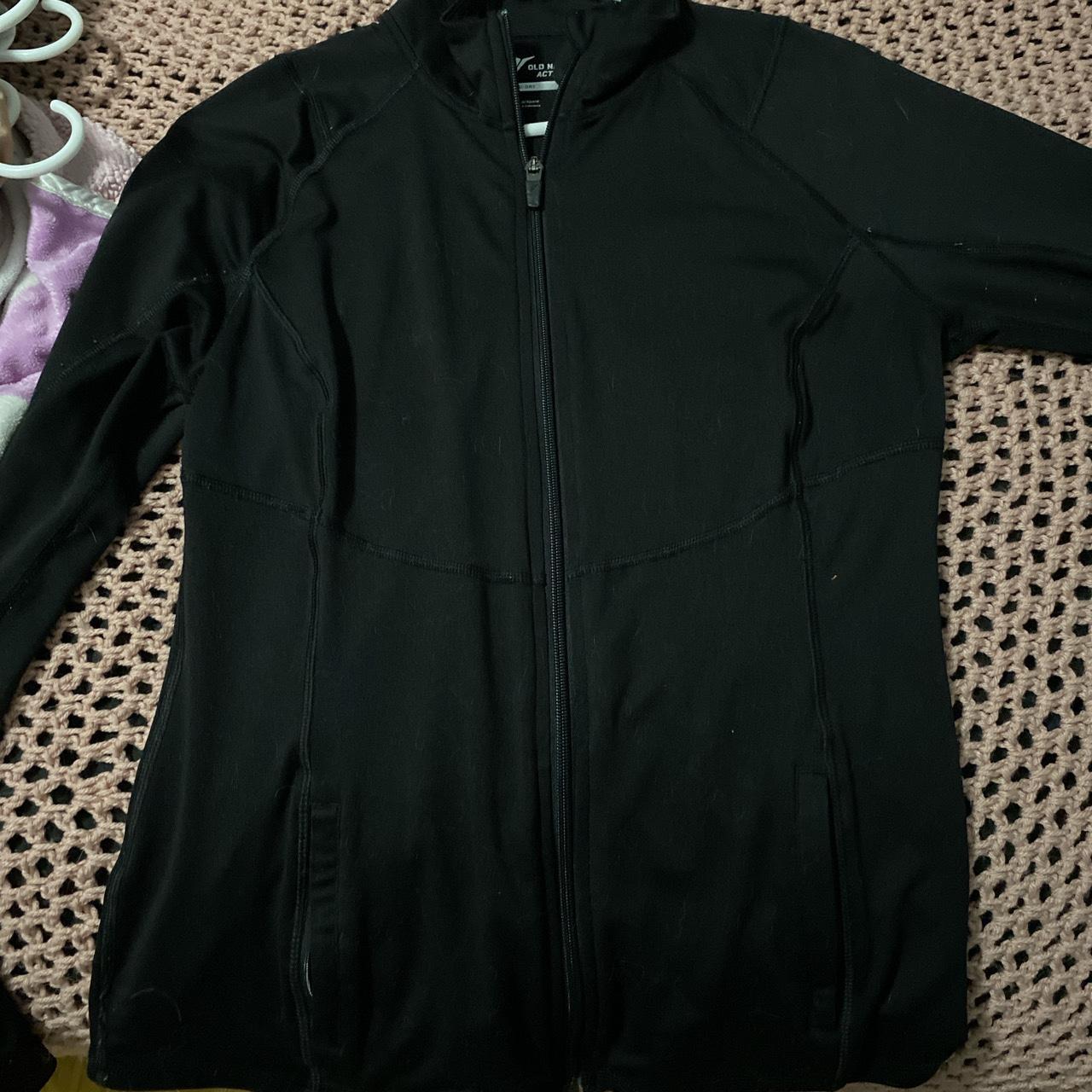 women’s black zip up, size M - Depop