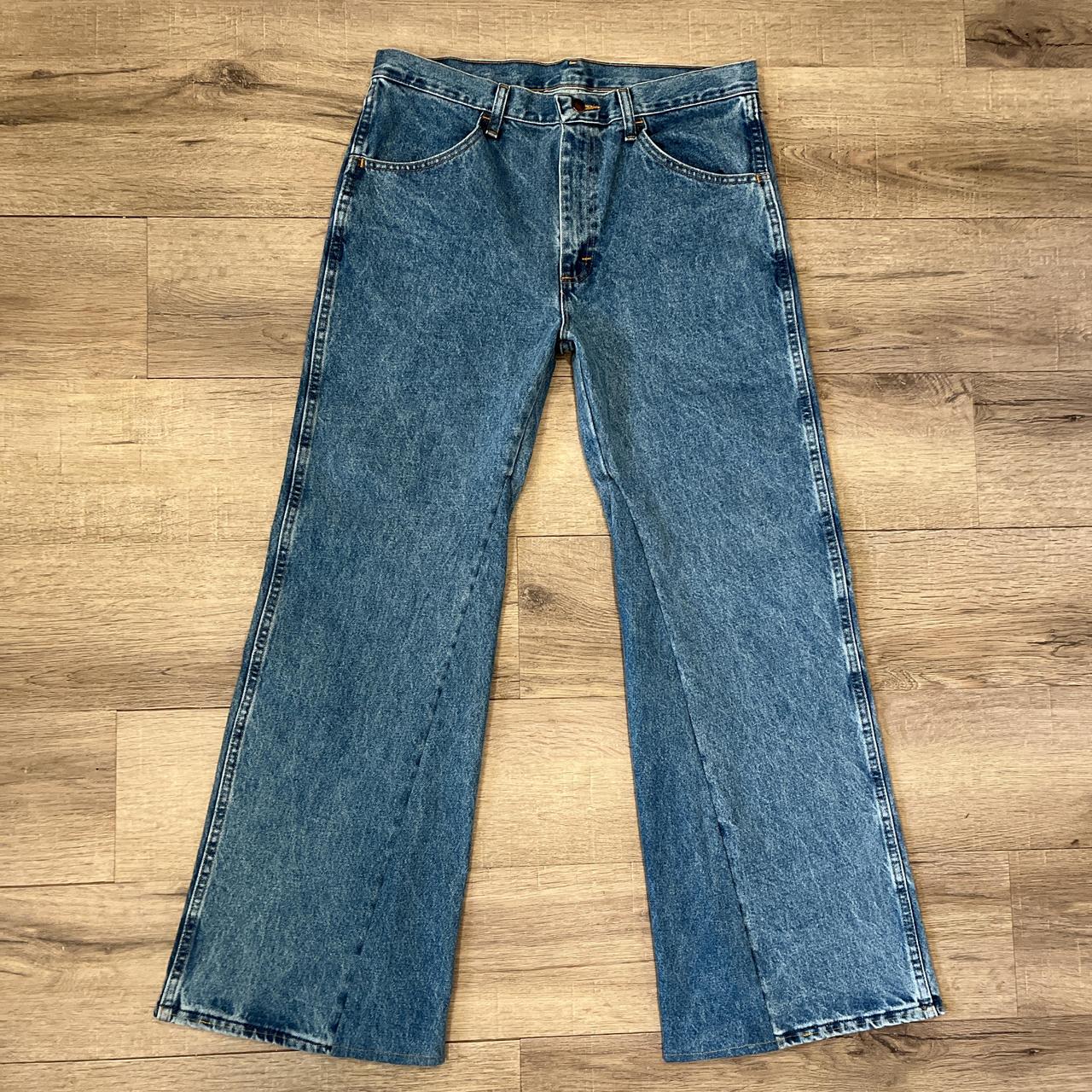 Blue custom flared jeans leg opening- 12in #custom... | Depop