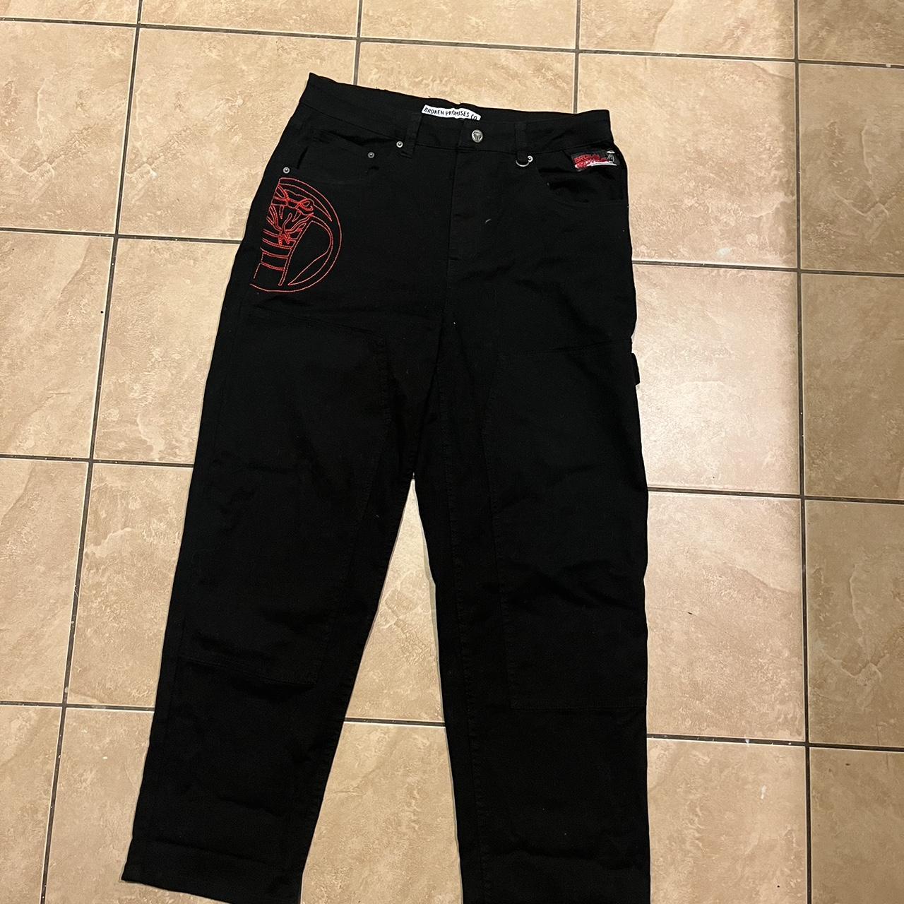 🔥Broken Promises, Black Red Cobra Jeans Size... - Depop