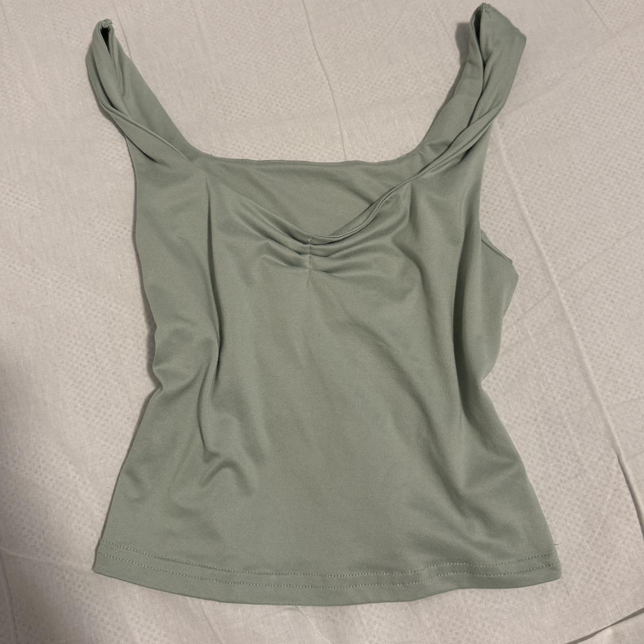sage green tank very flattering and fitting xs like... | Depop