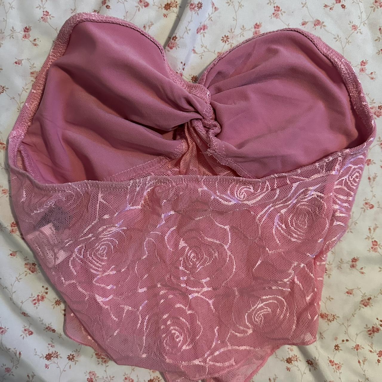 pink shiny tube top brand: shein never worn, no... - Depop