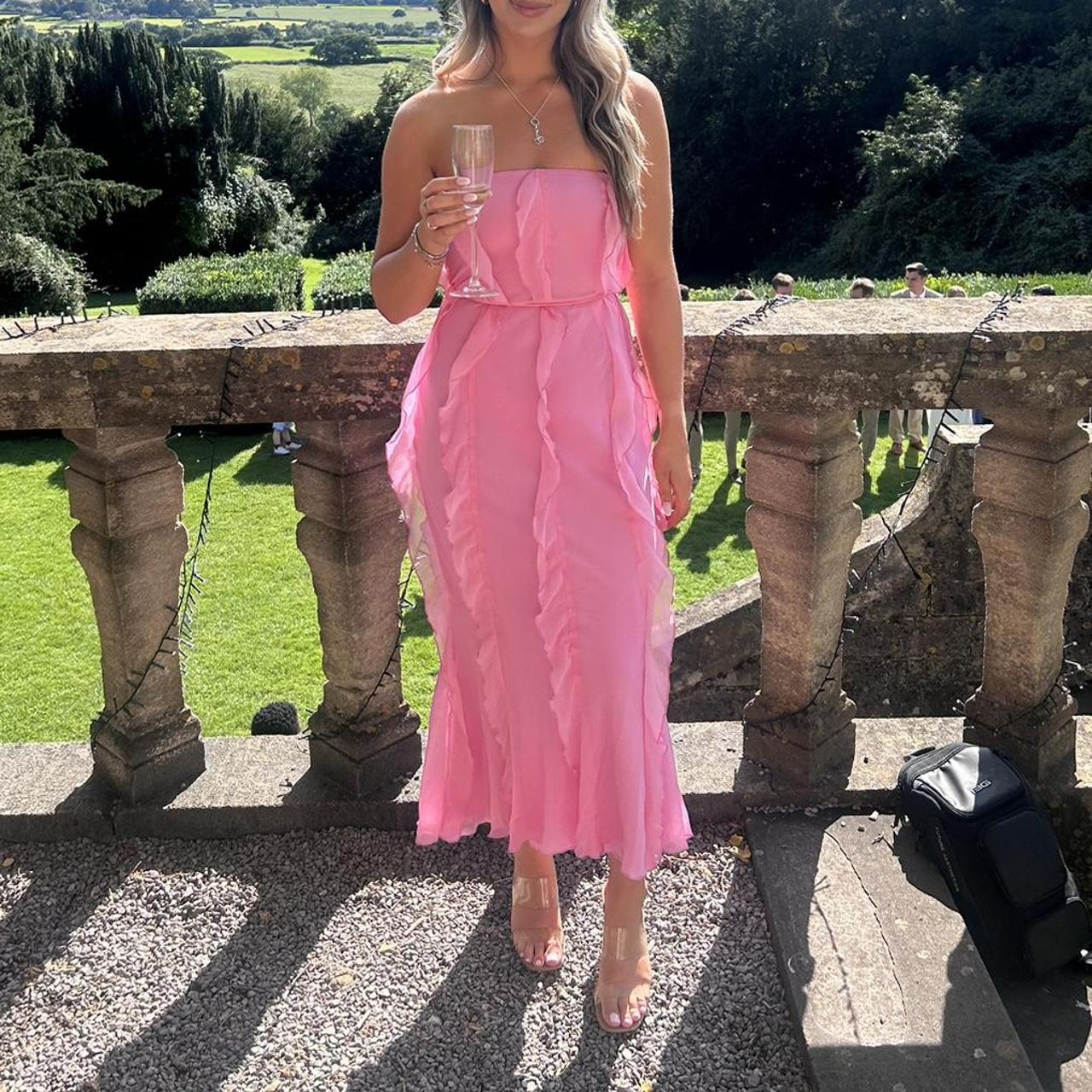 Price dropped: ASOS design pink ruffle bandeau... - Depop