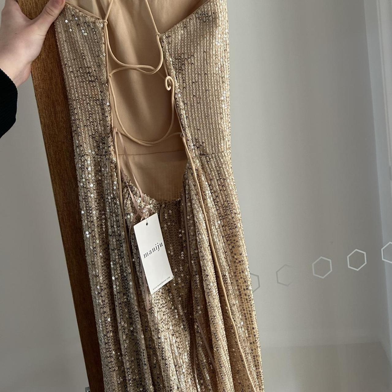 Gold sequin backless maxi dress, new with tag still... - Depop