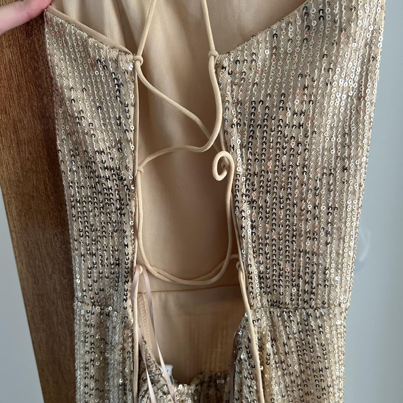 Gold sequin backless maxi dress, new with tag still... - Depop