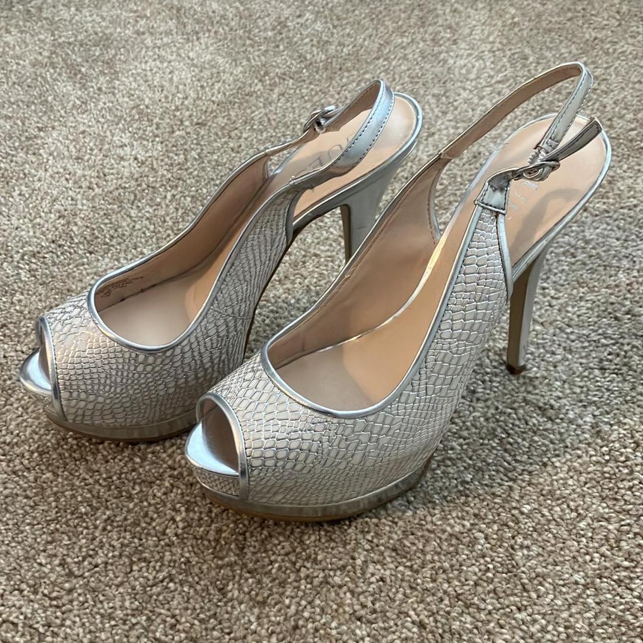 GUESS Glenisa Slingback Peep-Toed Platform Stiletto... - Depop