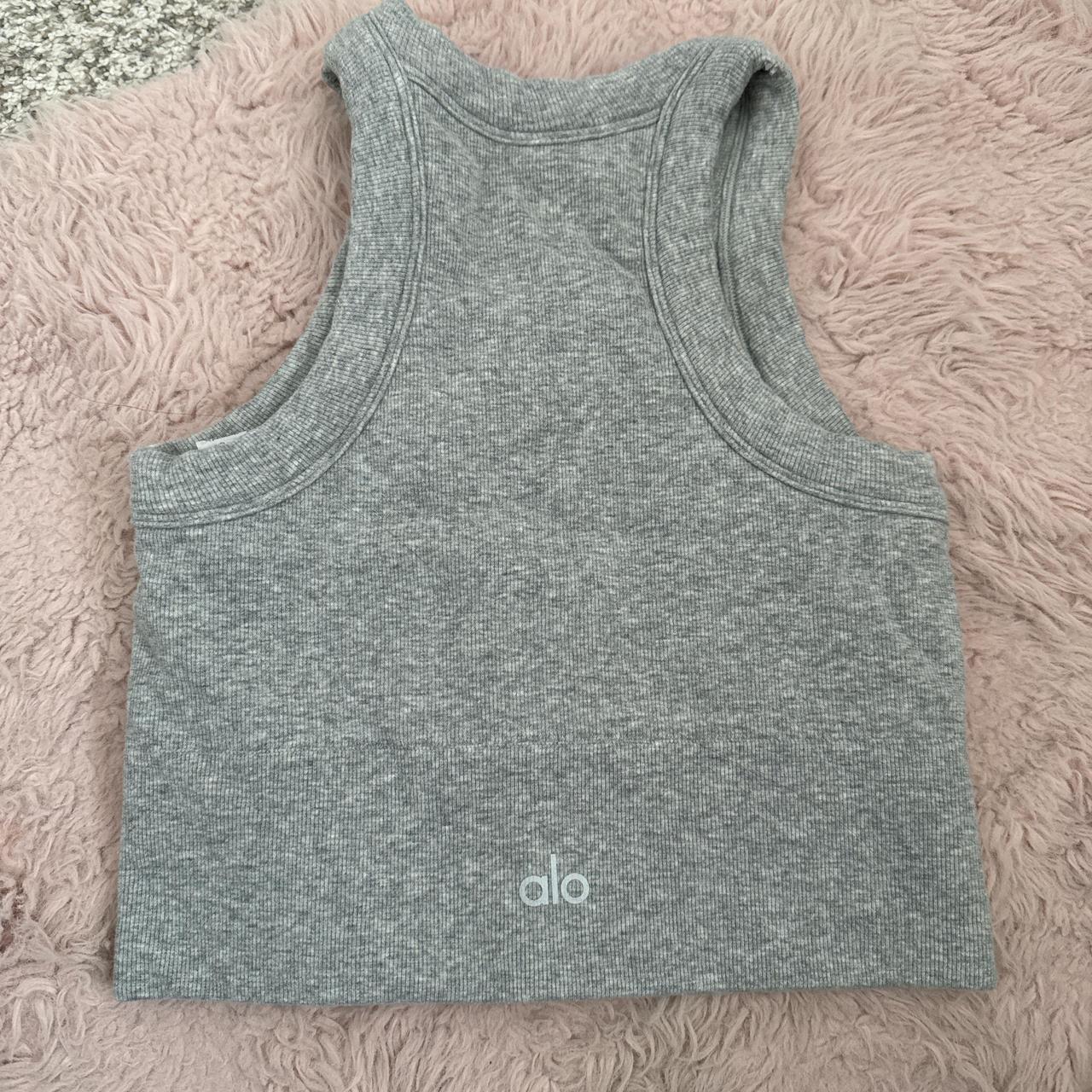 alo grey tank top built in sports bra bundle for... | Depop