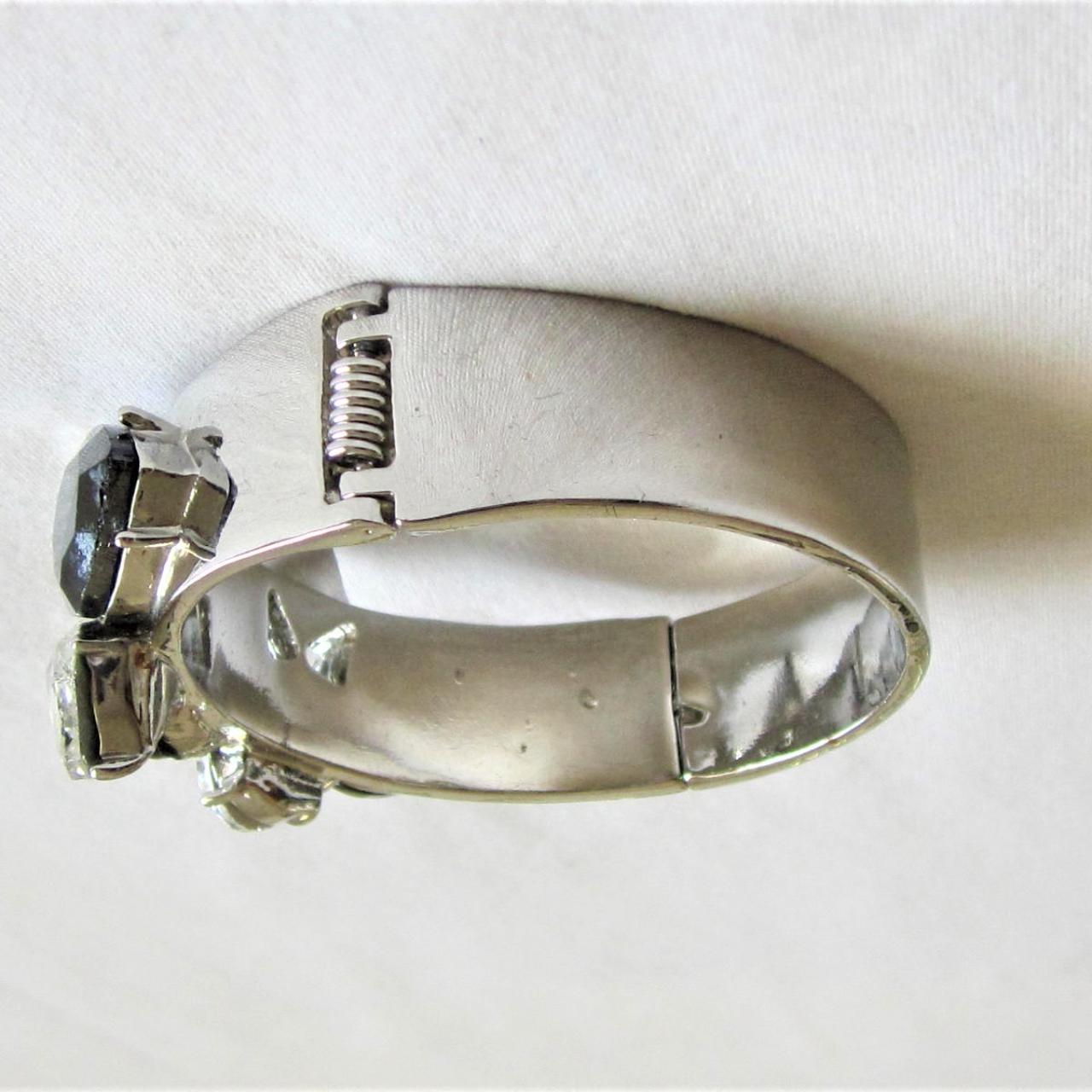Stainless Steel Rhinestone Hinge Bracelet. An... - Depop