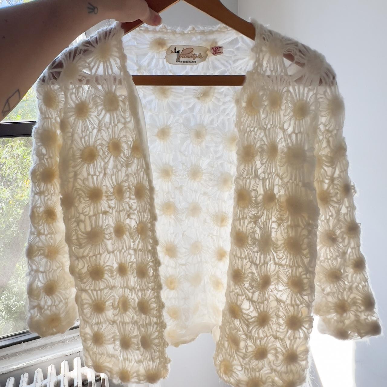 Gorgeous early 60s crocheted mohair cardigan with... | Depop